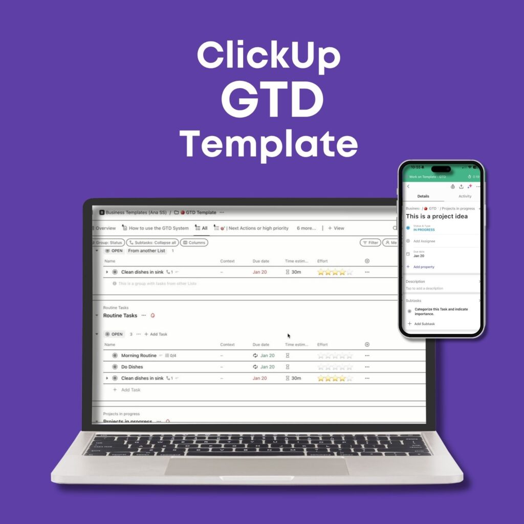 ClickUp GTD Template - Ana's Simple Solutions - Simplifying your business
